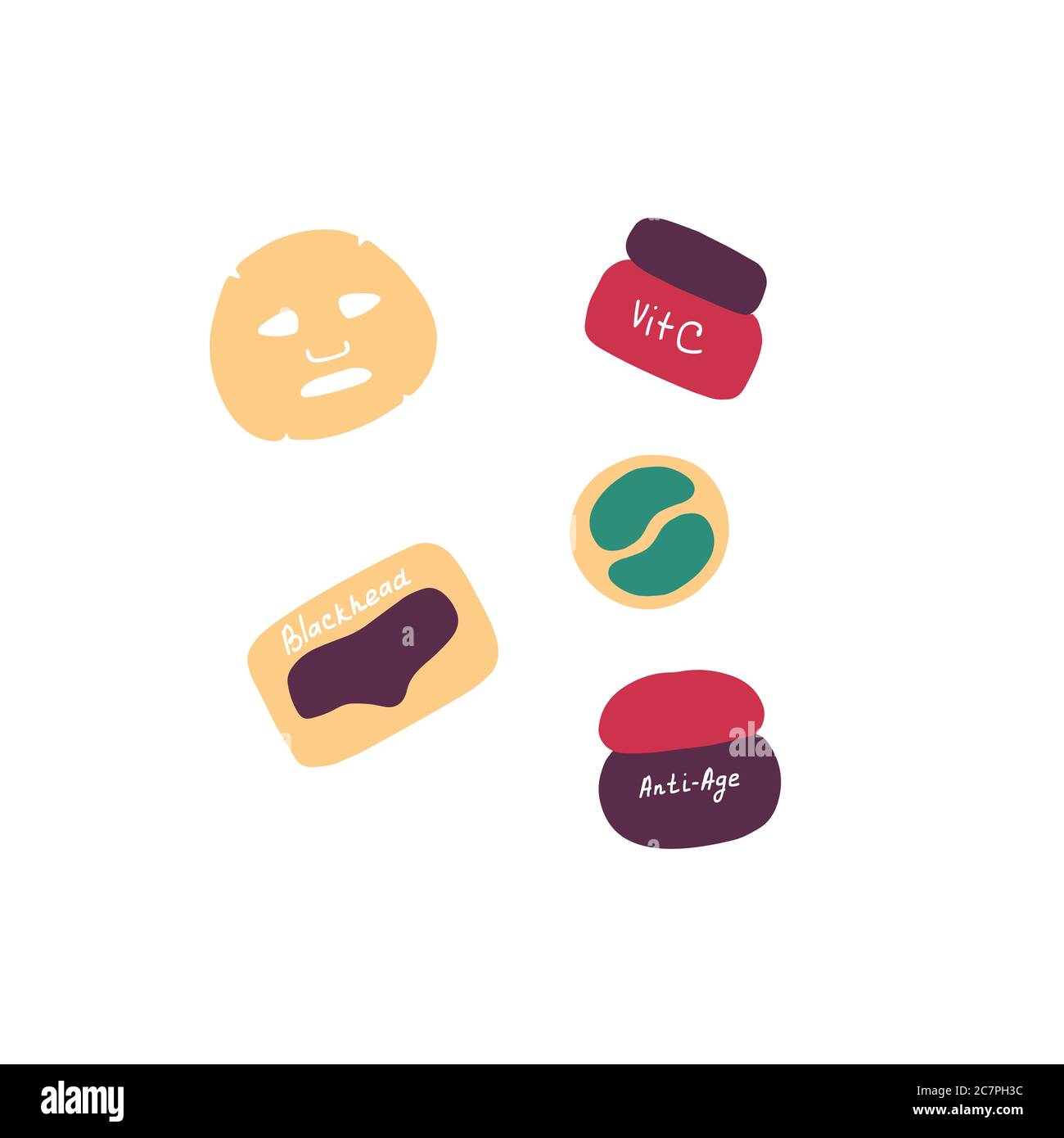 Cosmetic set. Facial sheet mask, blackhead nose patch, eye patches ...