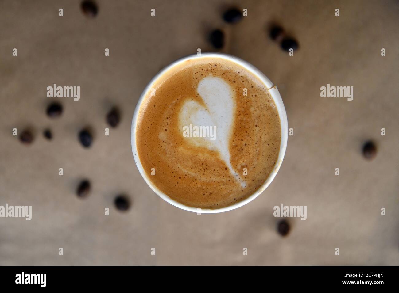 Cup of hot coffee with Love heart Stock Photo - Alamy