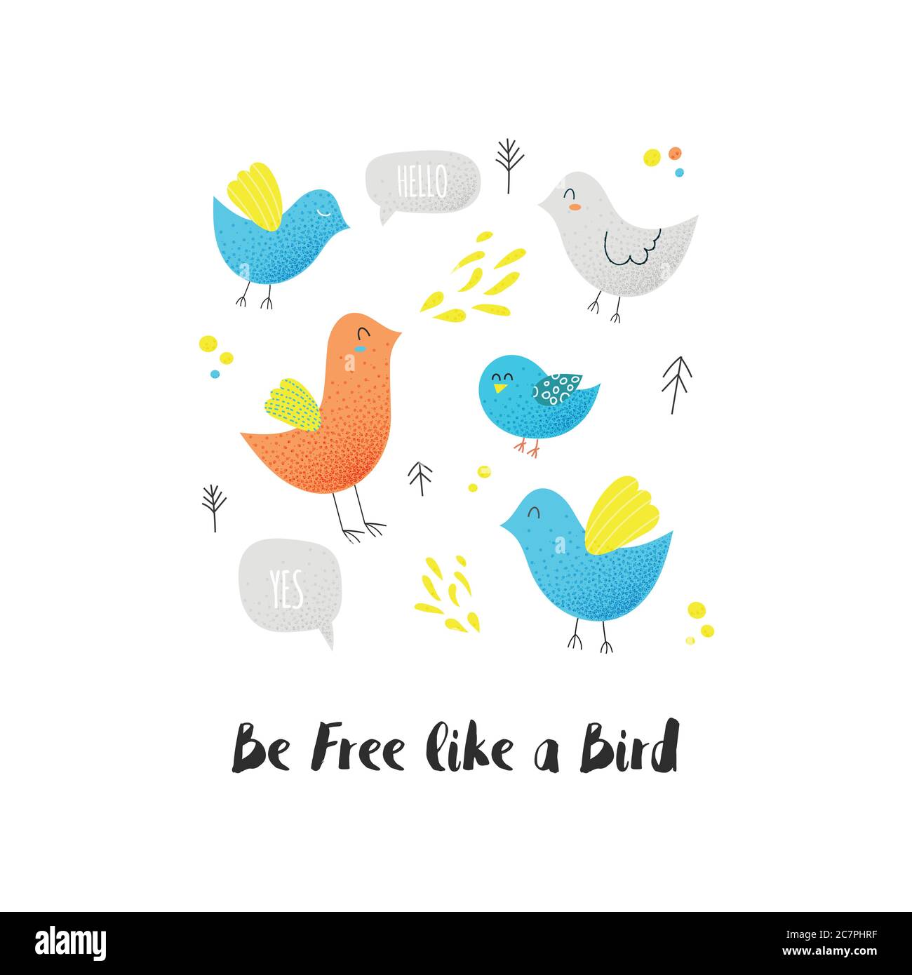 Collection cute colored birds Stock Vector Images - Alamy