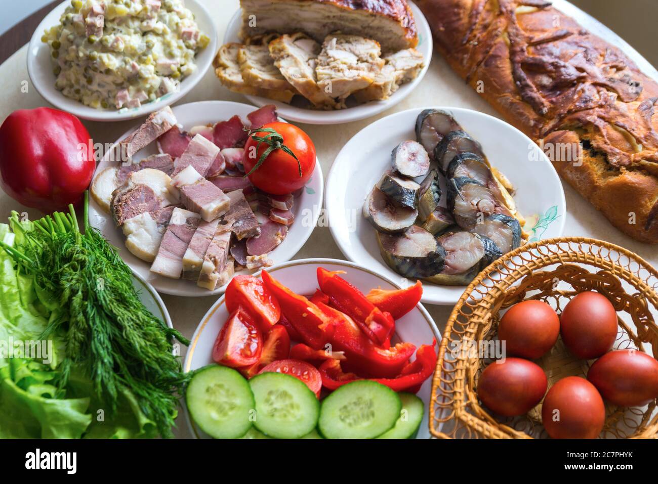 typical Easter table in the European Orthodox family Stock Photo - Alamy