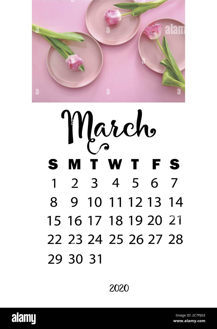 Design of March 2020 calendar Stock Photo - Alamy