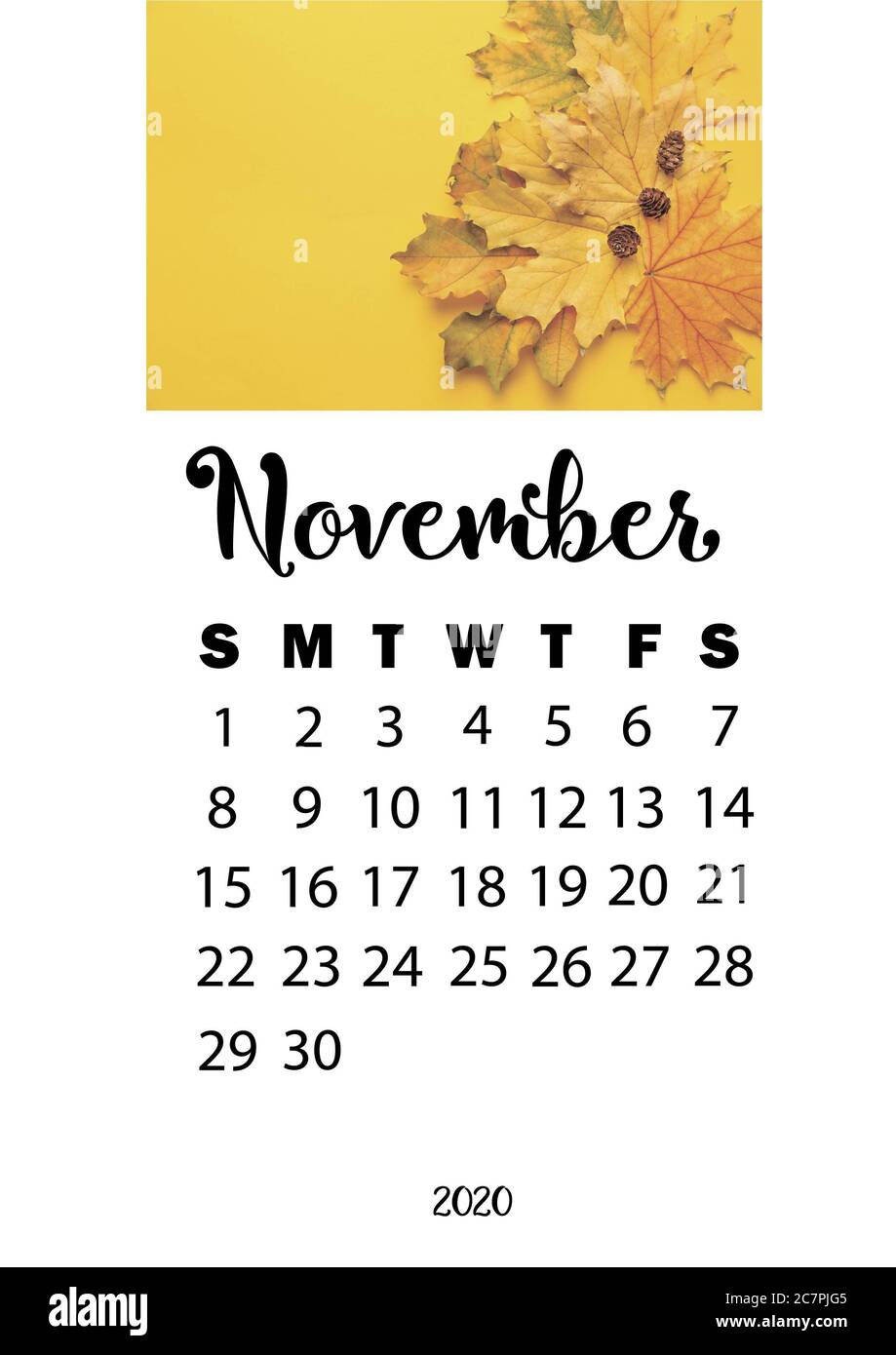 Design of November 2020 calendar Stock Photo - Alamy