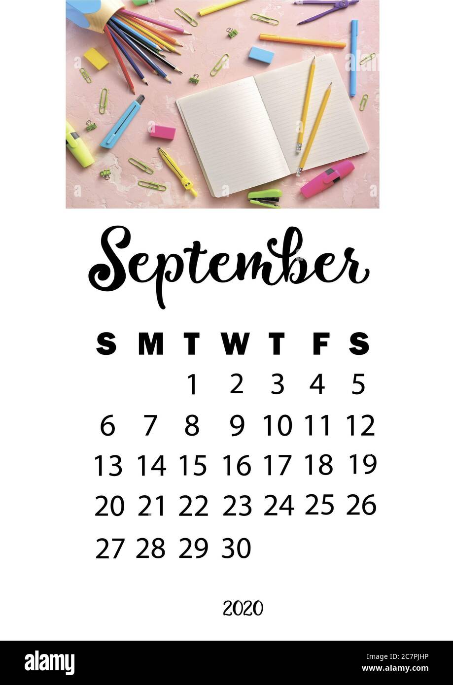Design of September 2020 calendar Stock Photo - Alamy