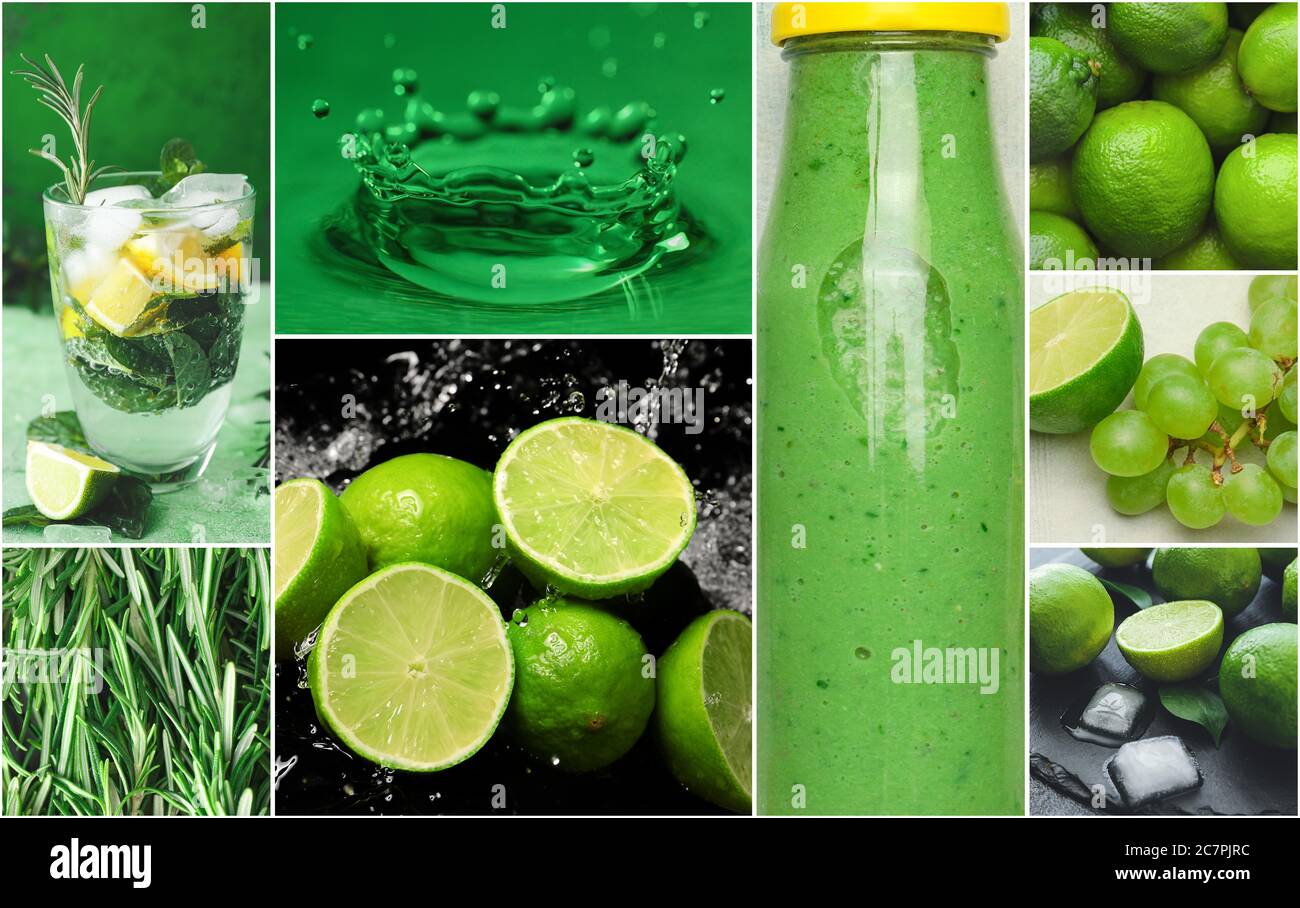 Collage of photos in green colors Stock Photo - Alamy