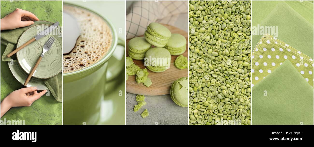 Collage of photos in green colors Stock Photo - Alamy
