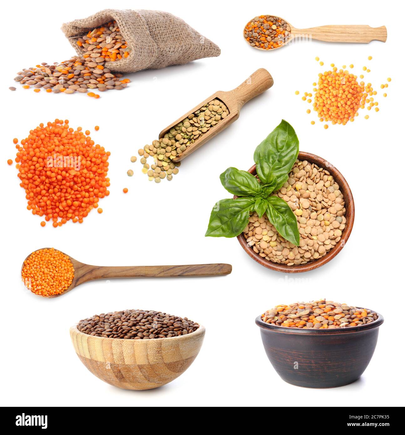 Different raw lentils on white background Stock Photo - Alamy