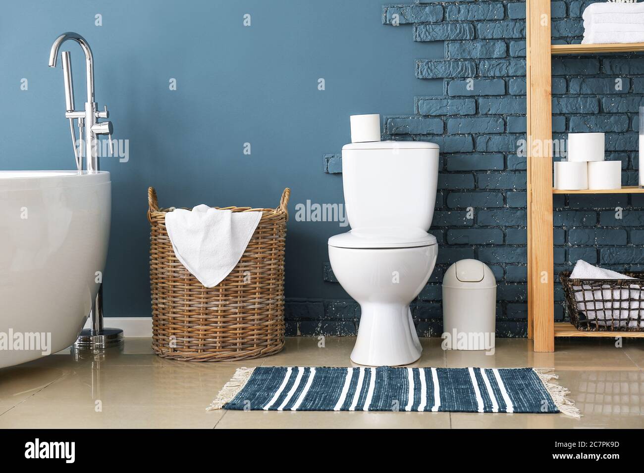 Interior of modern clean restroom Stock Photo - Alamy