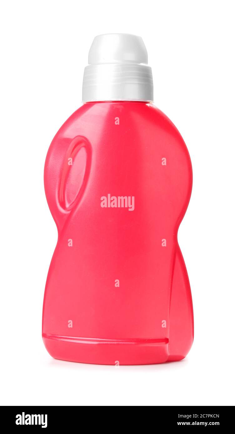Bottle of laundry detergent on white background Stock Photo - Alamy