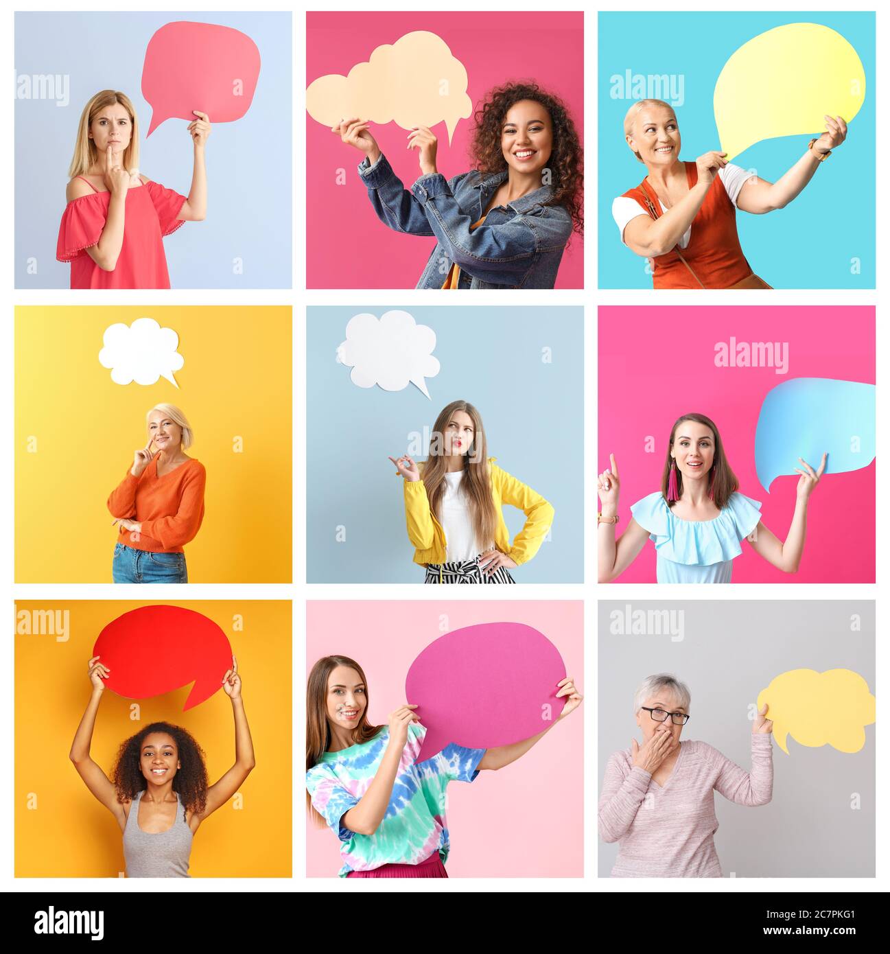Different women with blank speech bubbles Stock Photo - Alamy Different women with blank speech bubbles Stock Photo - Alamy