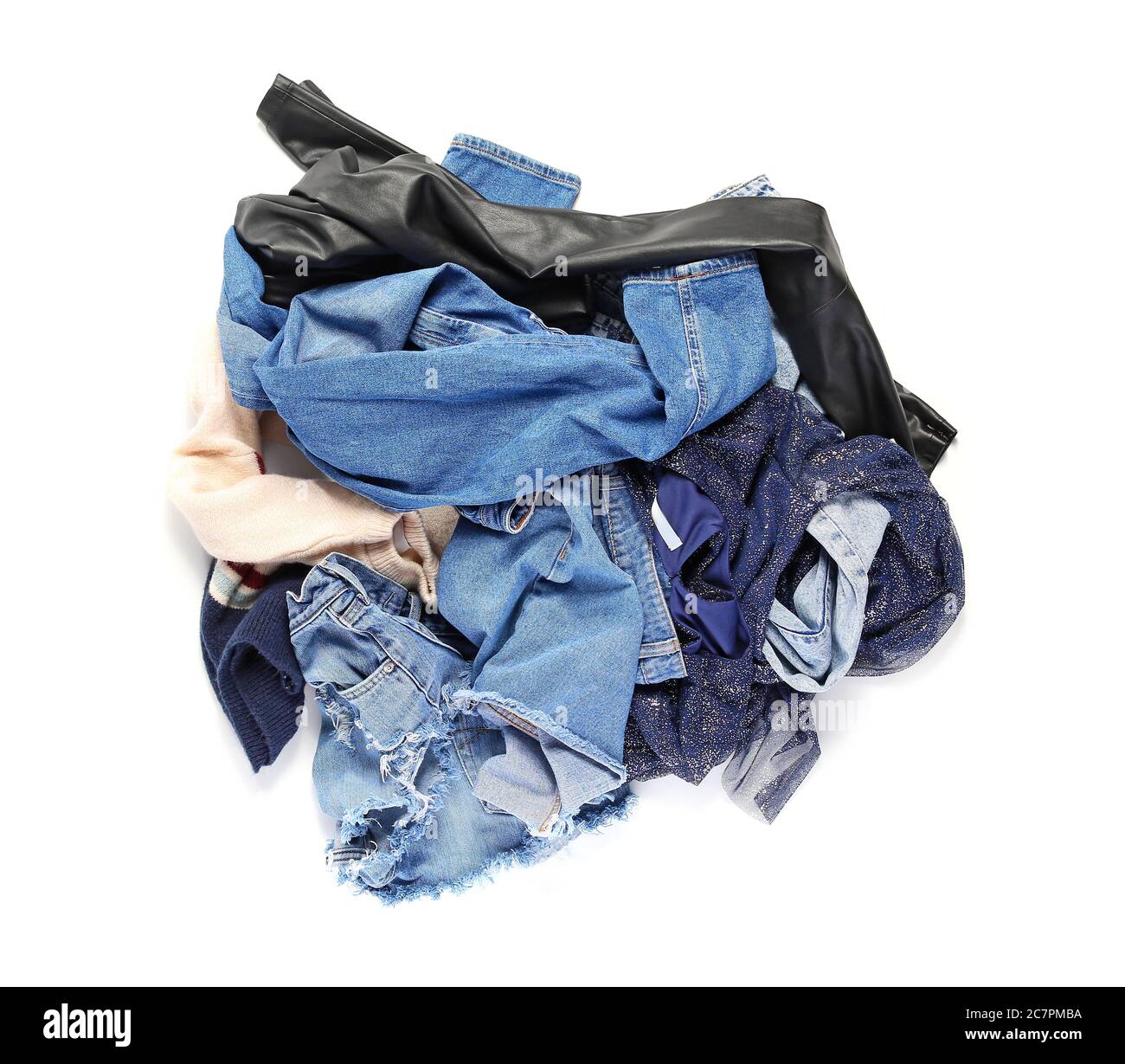 Heap of clothes on white background Stock Photo - Alamy