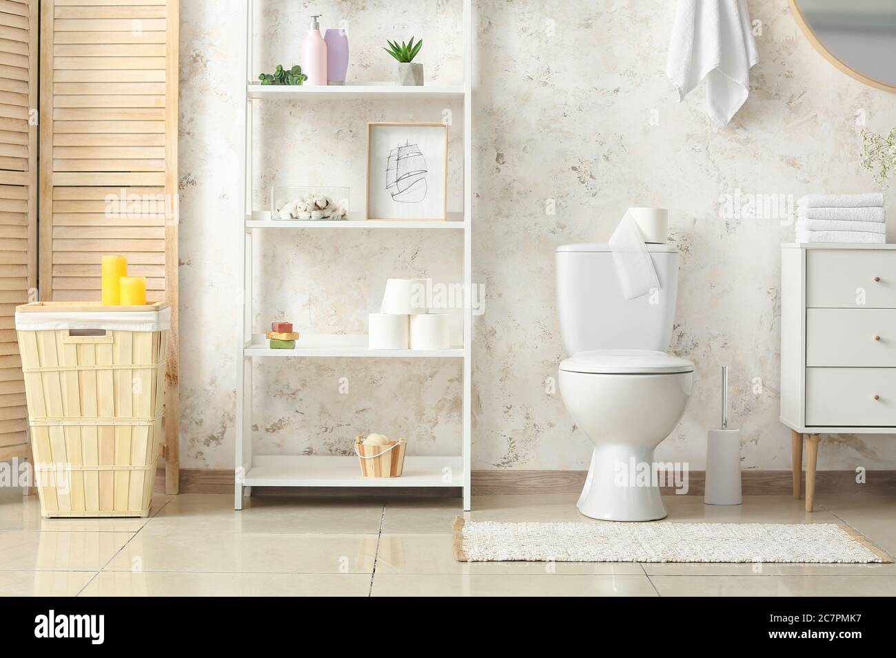 Interior of modern clean restroom Stock Photo - Alamy