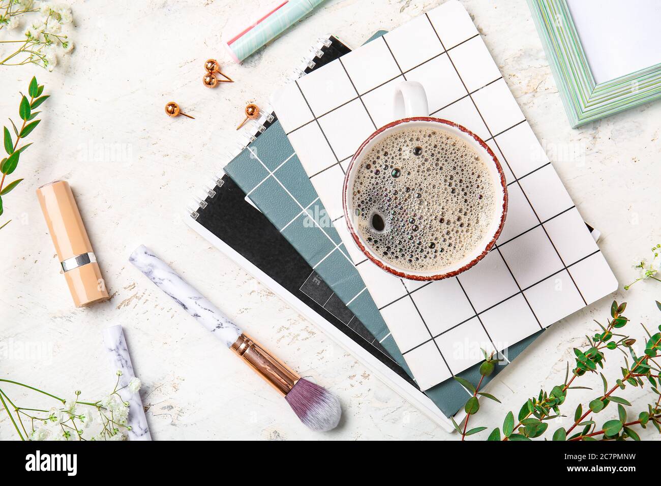 Flat lay composition notebooks hi-res stock photography and images - Alamy