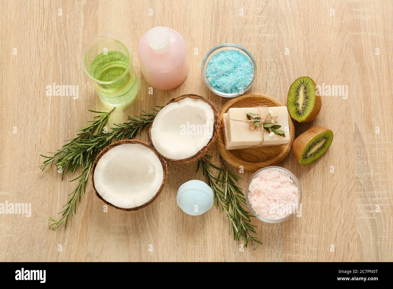 Natural cosmetics with ingredients on table Stock Photo - Alamy