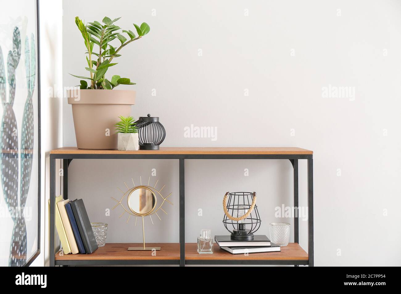 Stylish rack in interior of living in room Stock Photo - Alamy