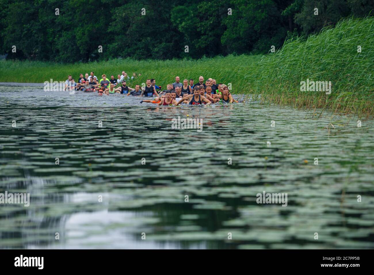 City Riga, Latvia. Run race, people were engaged in sports activities ...