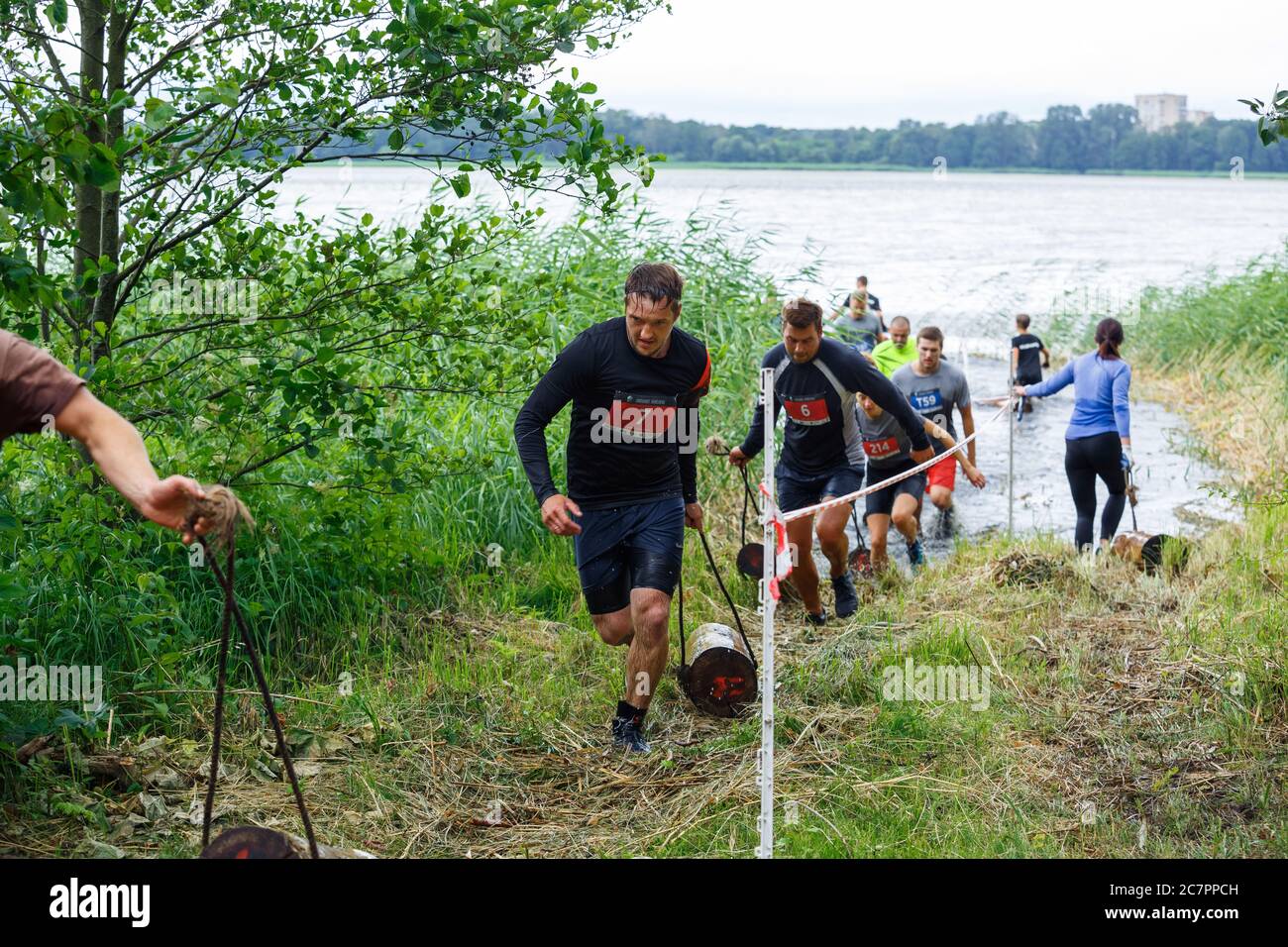 City Riga, Latvia. Run race, people were engaged in sports activities ...