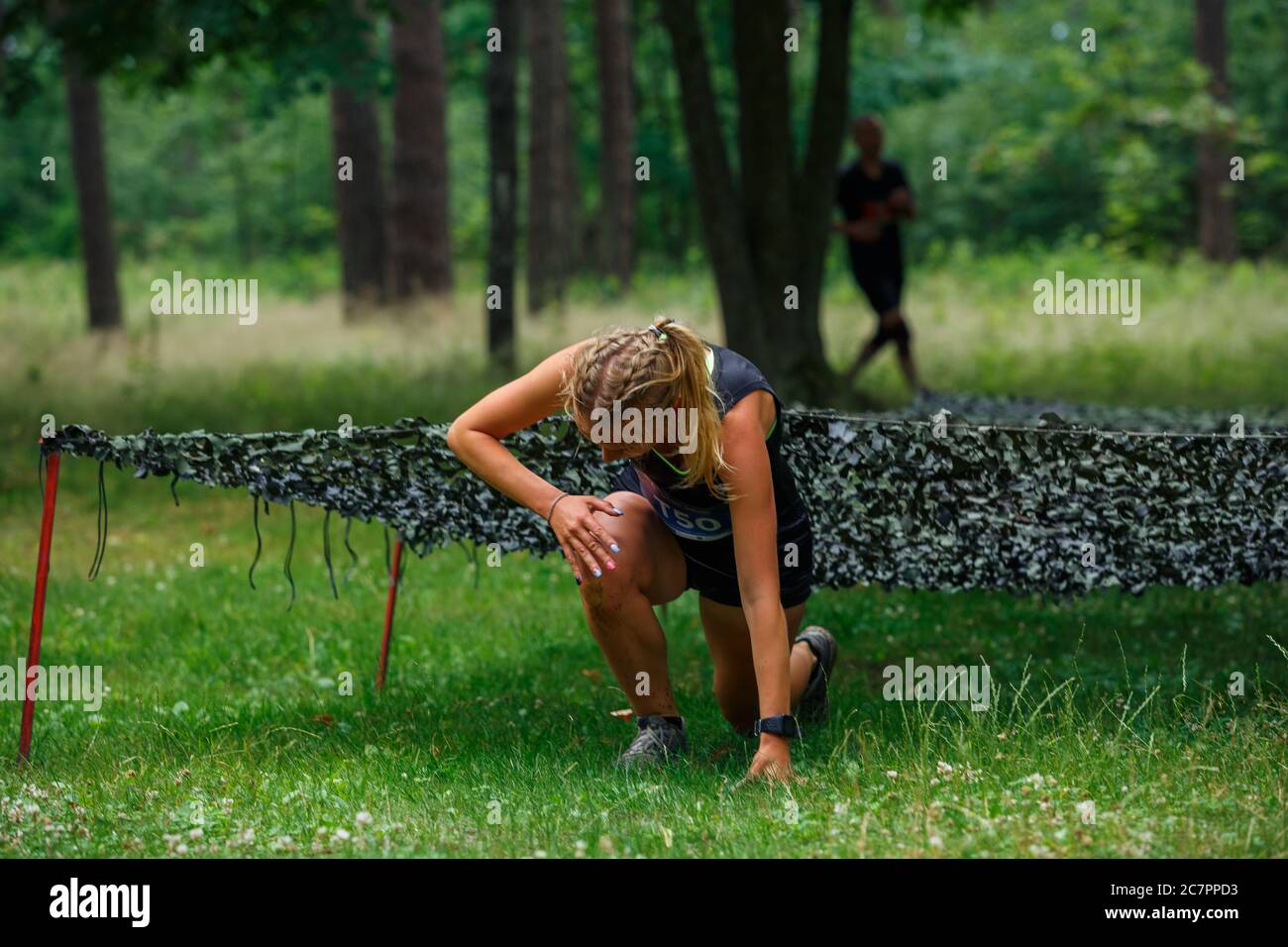 City Riga, Latvia. Run race, people were engaged in sports activities ...