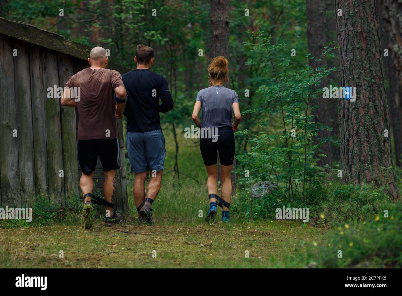 City Riga, Latvia. Run race, people were engaged in sports activities ...
