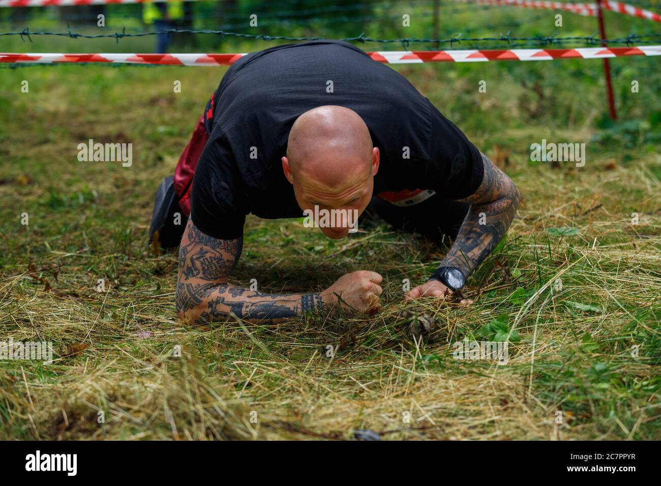 City Riga, Latvia. Run race, people were engaged in sports activities ...