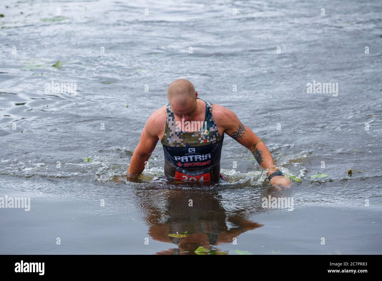 City Riga, Latvia. Run race, people were engaged in sports activities ...