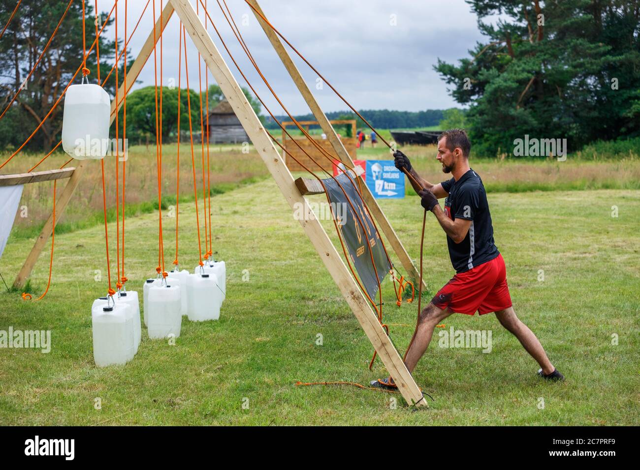 City Riga, Latvia. Run race, people were engaged in sports activities ...
