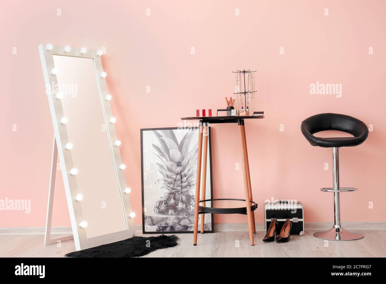 Stylish interior of modern makeup room Stock Photo - Alamy