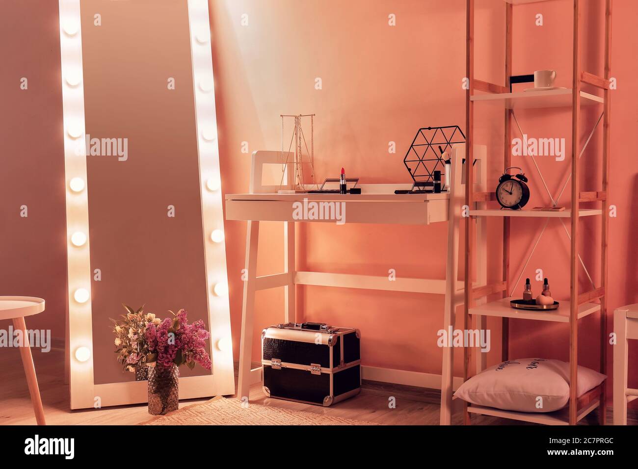 Stylish interior of modern makeup room in evening Stock Photo - Alamy