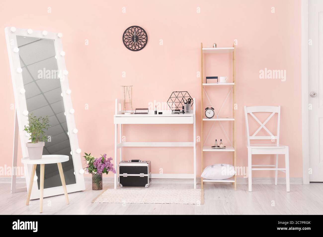 Stylish interior of modern makeup room Stock Photo - Alamy
