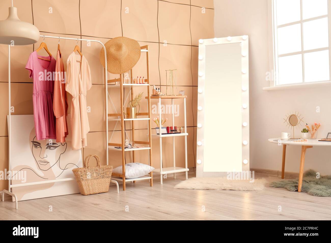 Stylish interior of modern makeup room Stock Photo - Alamy