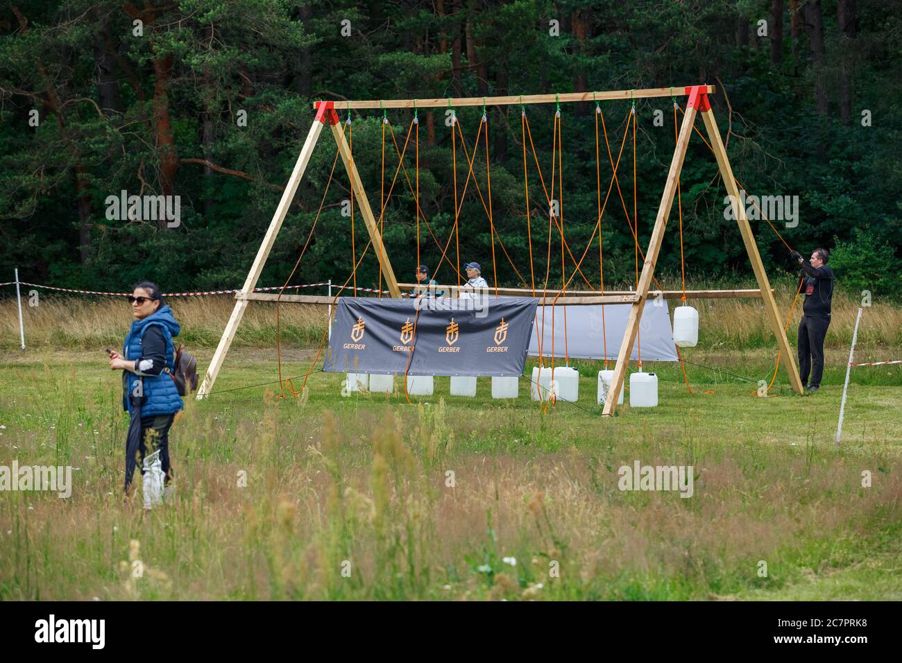 City Riga, Latvia. Run race, people were engaged in sports activities ...