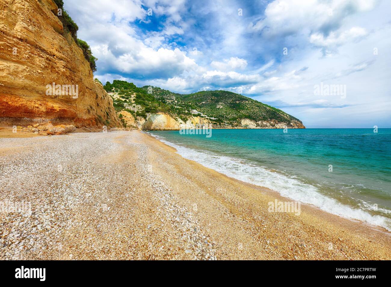 Vignanotica beach on the coast of Gargano National park. The most ...