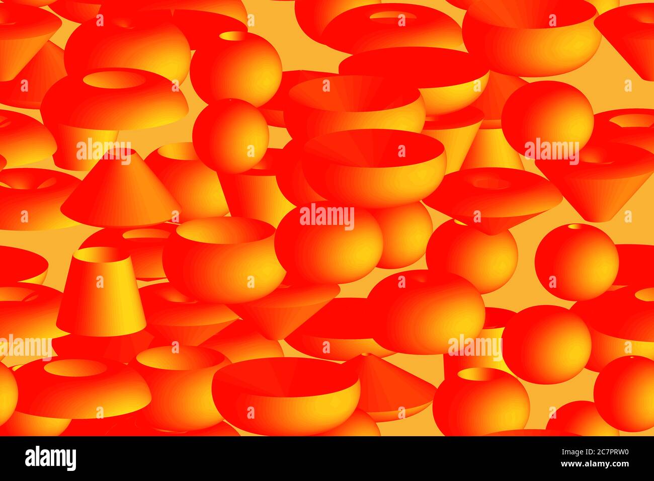 Abstract Color Volume Shapes 3D Vector Seamless Illustration on Red ...