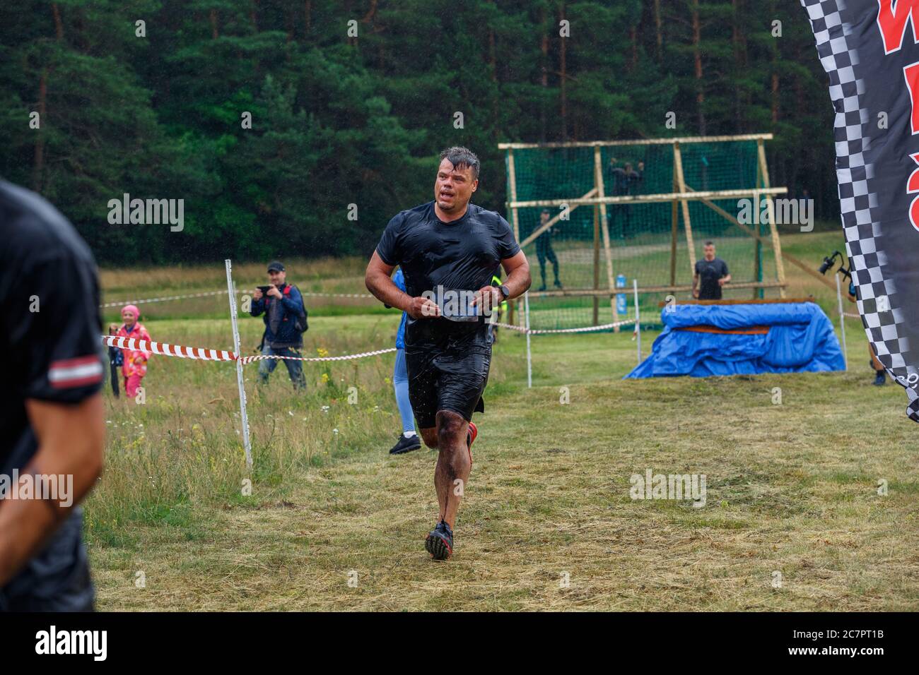 City Riga, Latvia. Run race, people were engaged in sports activities ...