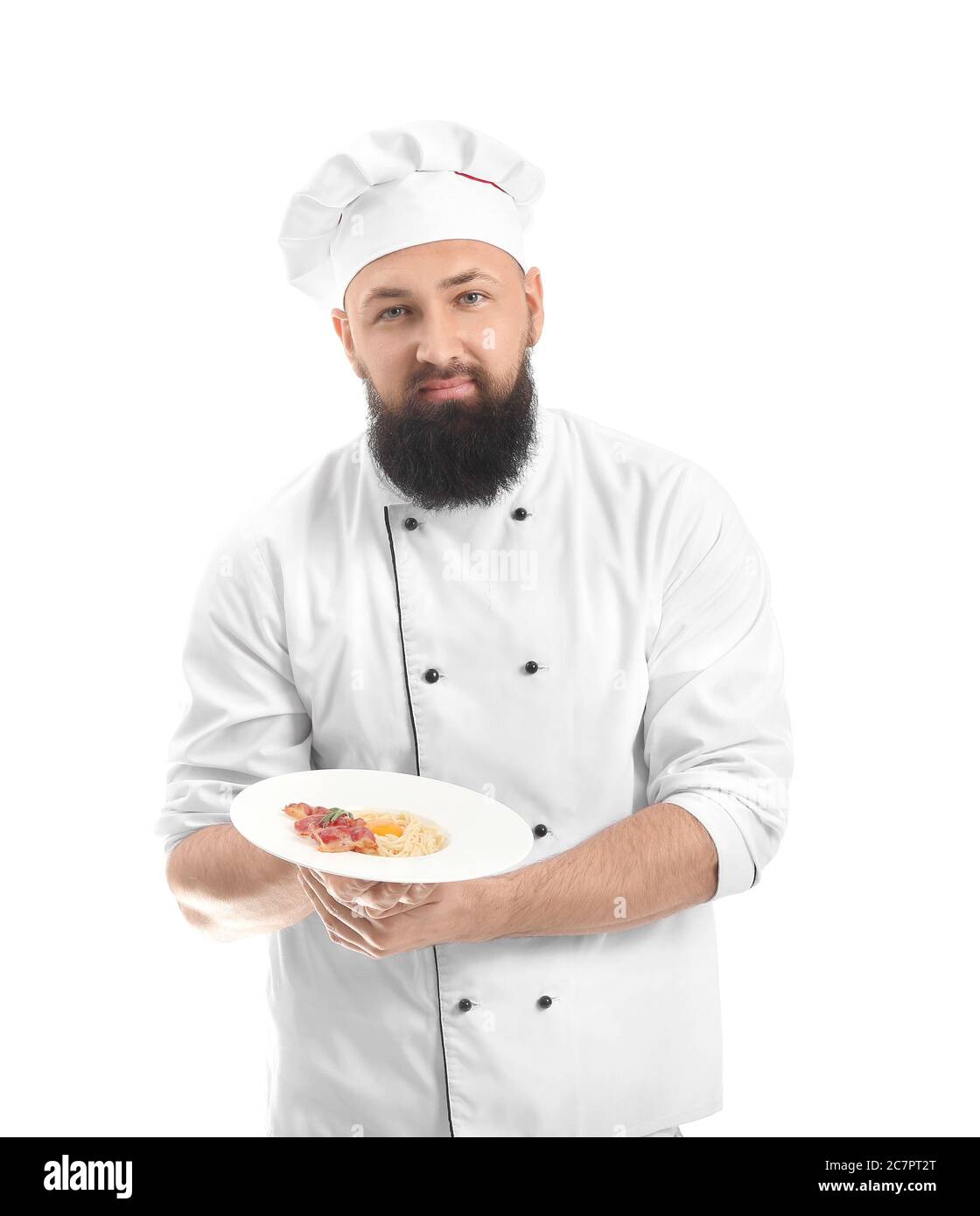 Handsome male chef on white background Stock Photo - Alamy
