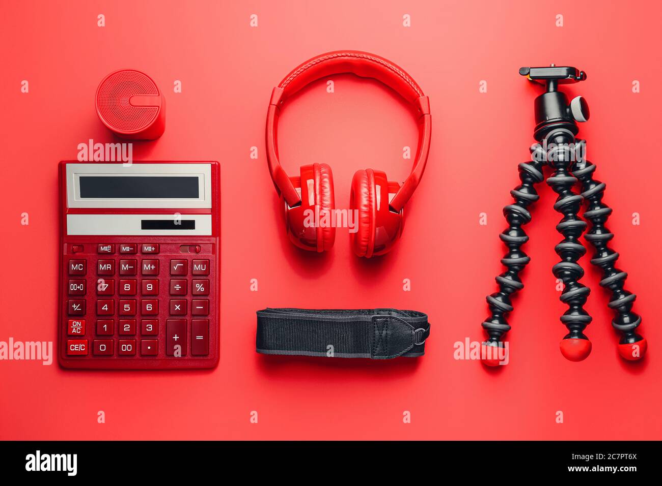 Different modern devices on color background Stock Photo - Alamy