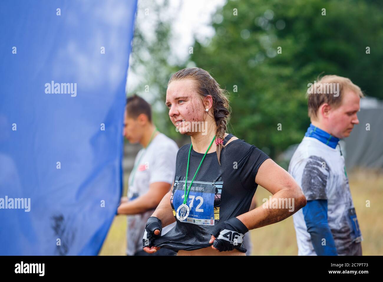 City Riga, Latvia. Run race, people were engaged in sports activities ...