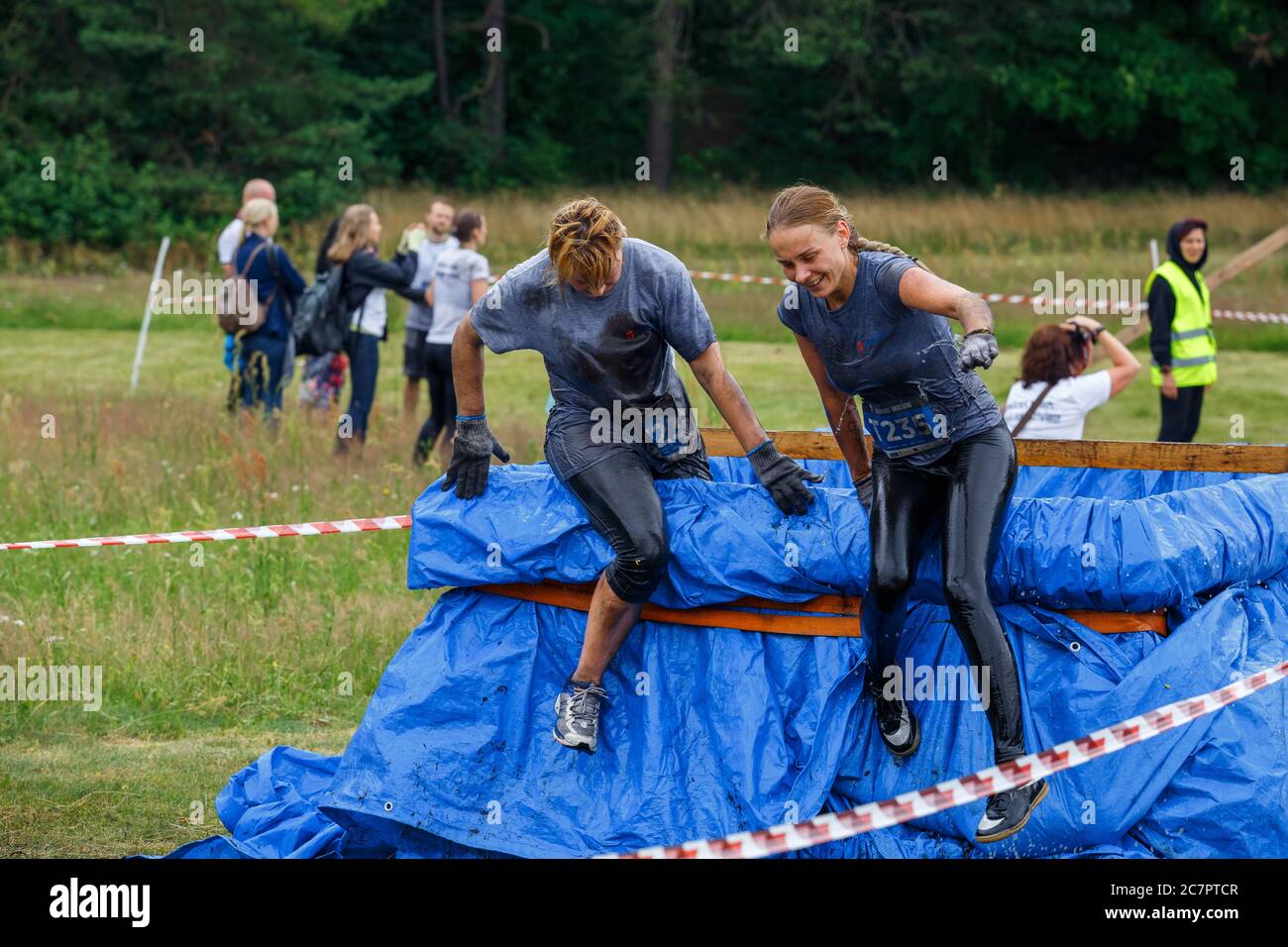 City Riga, Latvia. Run race, people were engaged in sports activities ...
