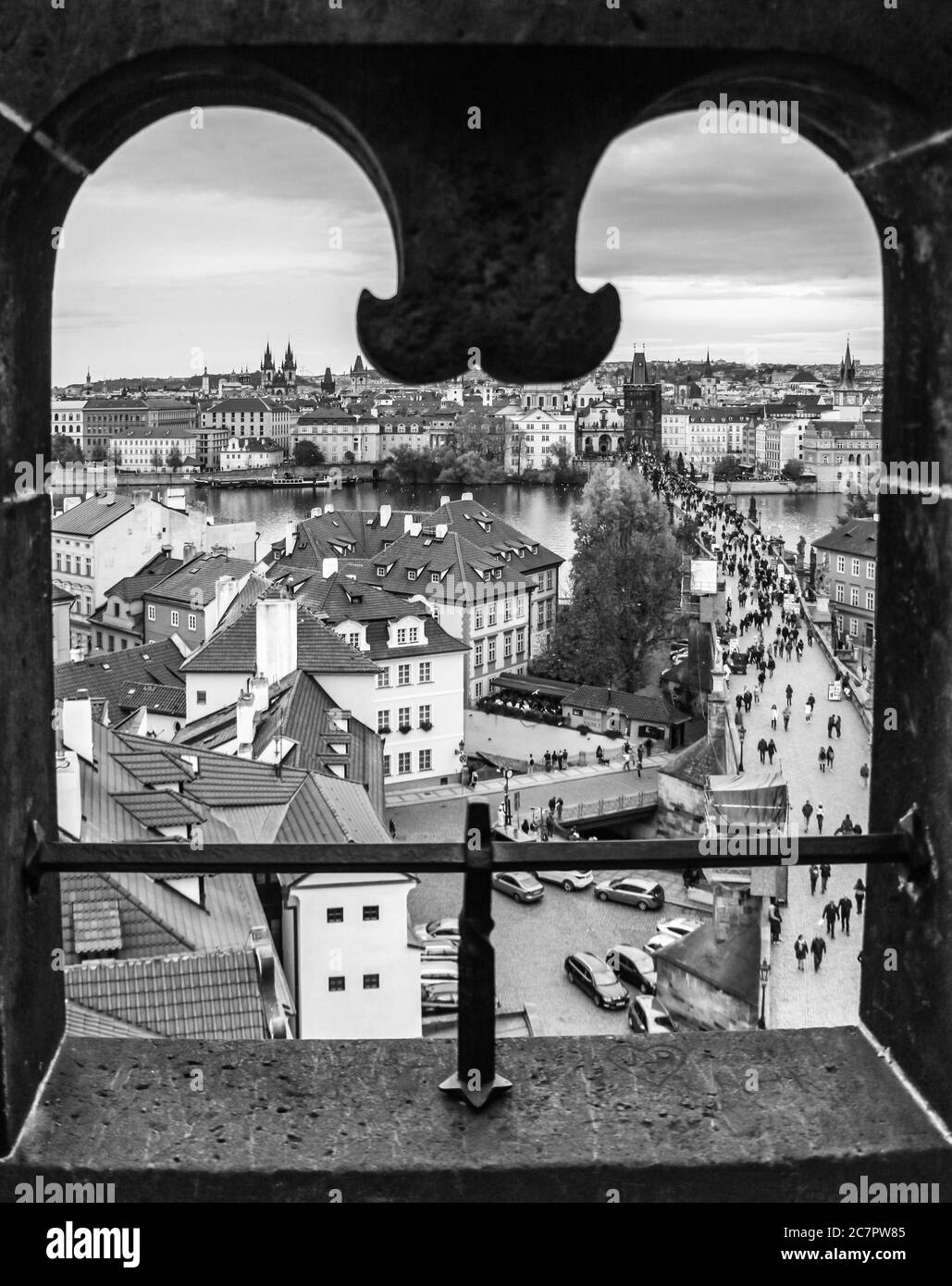 a window open to a panoramic of prague Stock Photo - Alamy