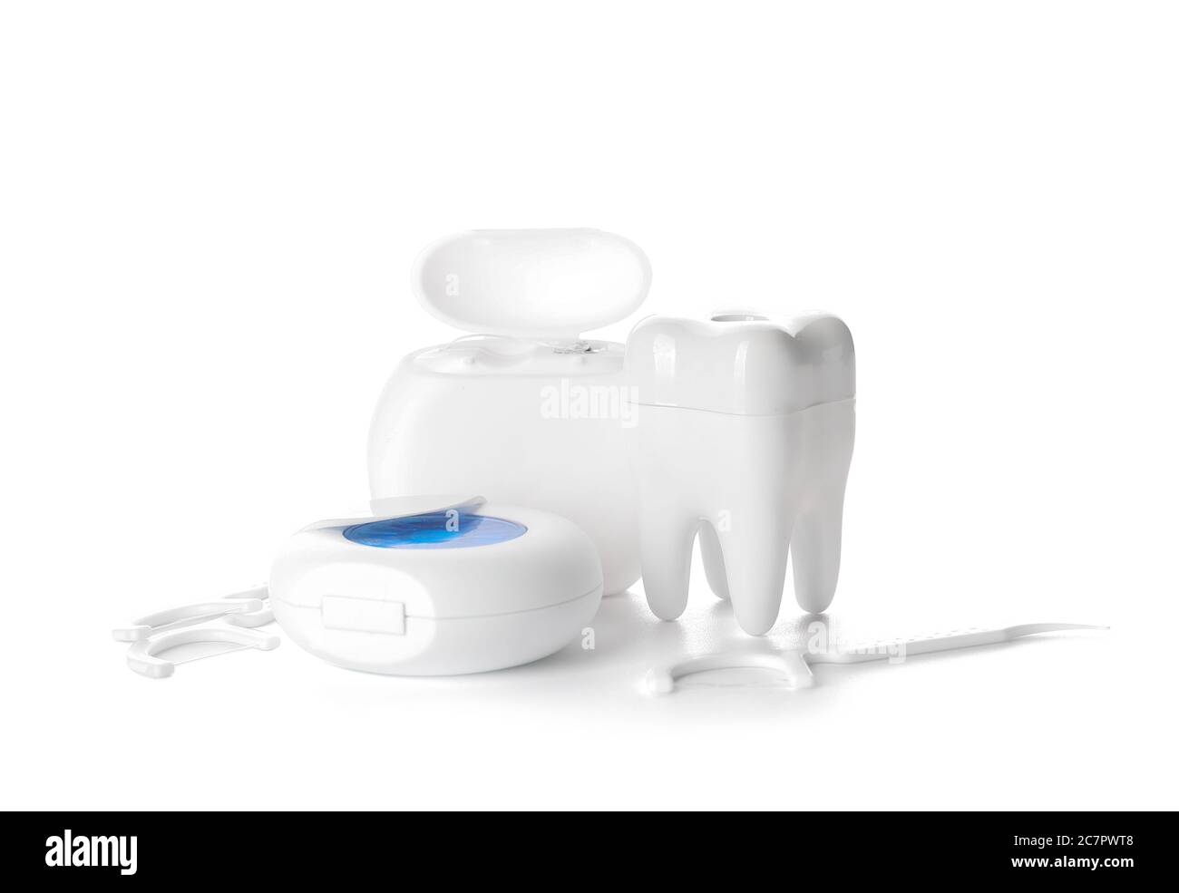 Set for oral hygiene on white background Stock Photo - Alamy