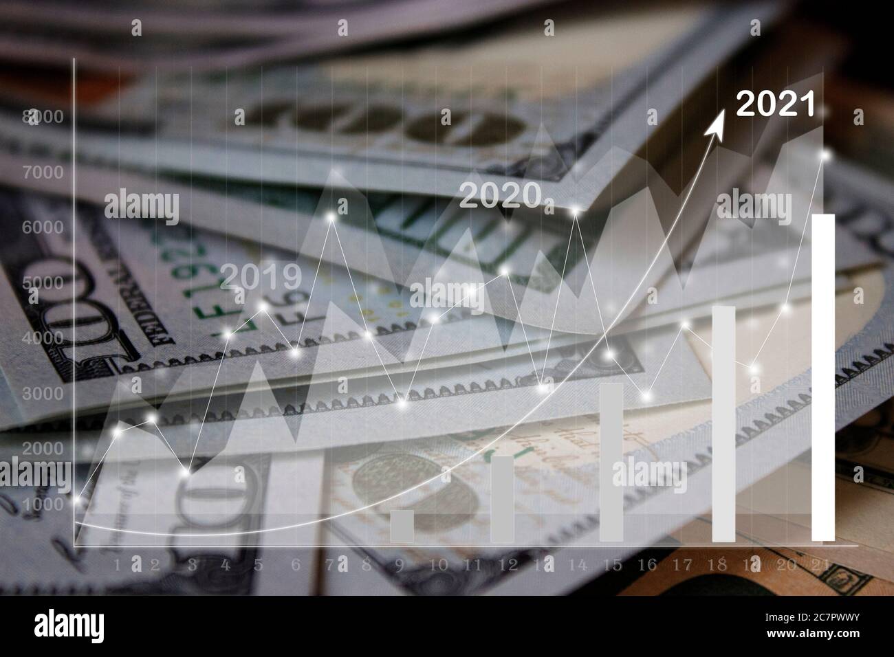 Close up perspective view of bank note money background. Business and ...