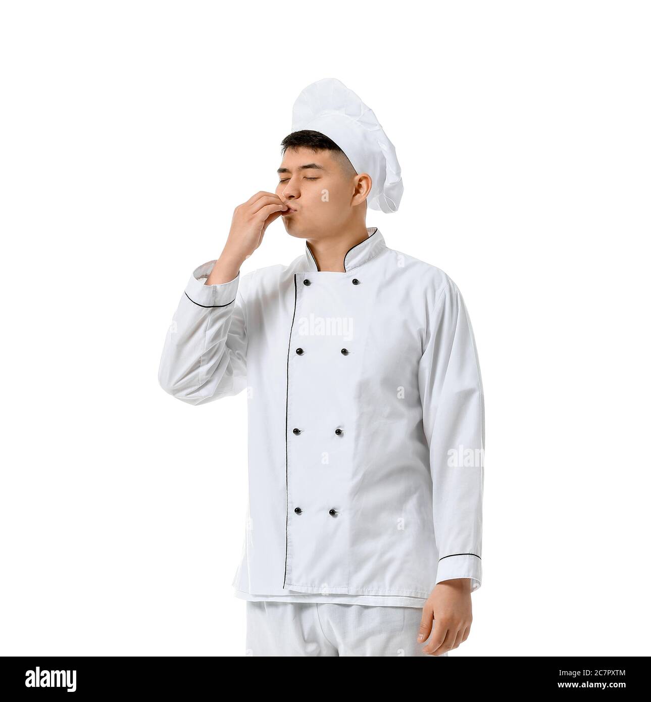 Handsome Asian chef on white background Stock Photo - Alamy
