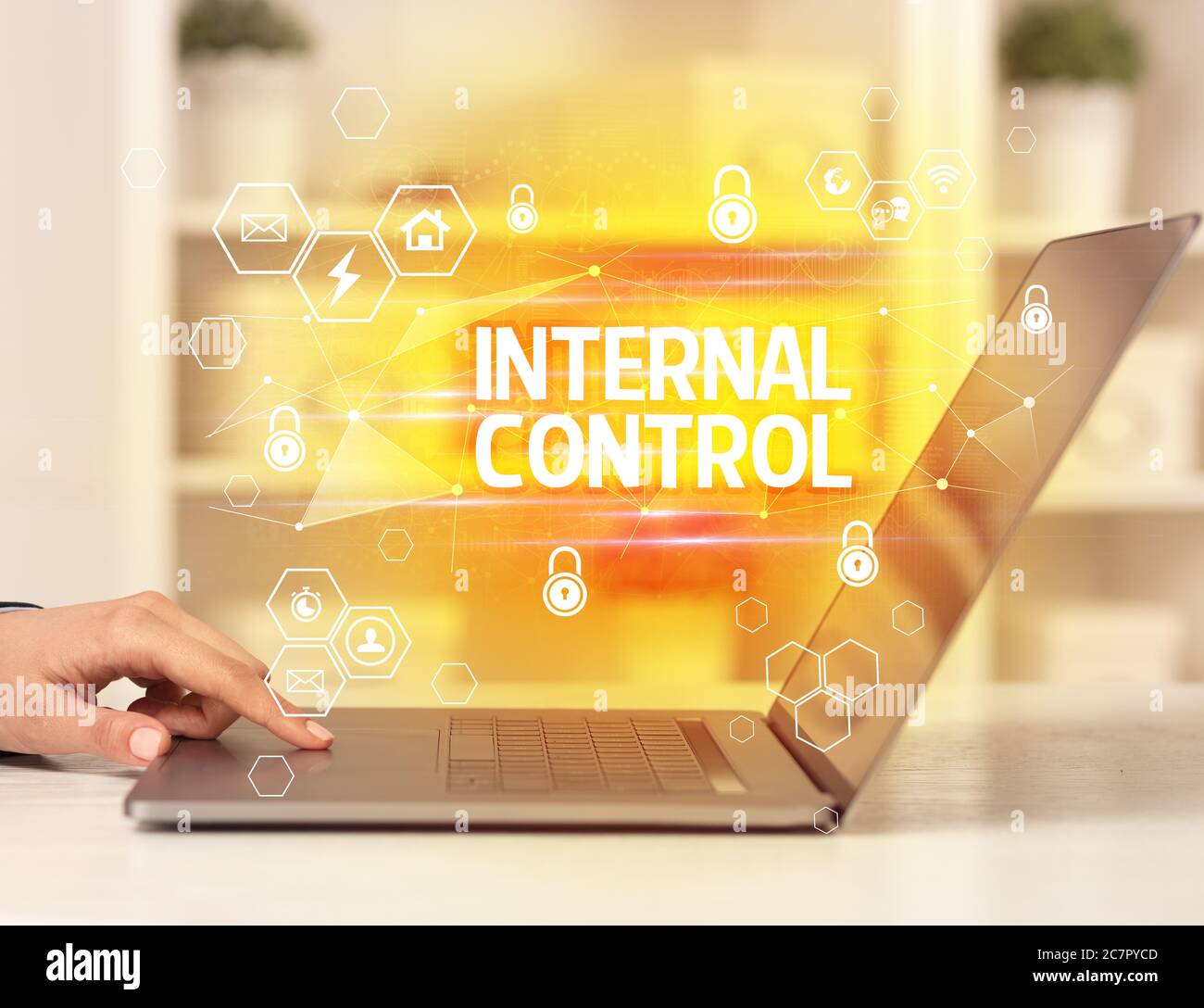 INTERNAL CONTROL inscription on laptop, internet security and data ...
