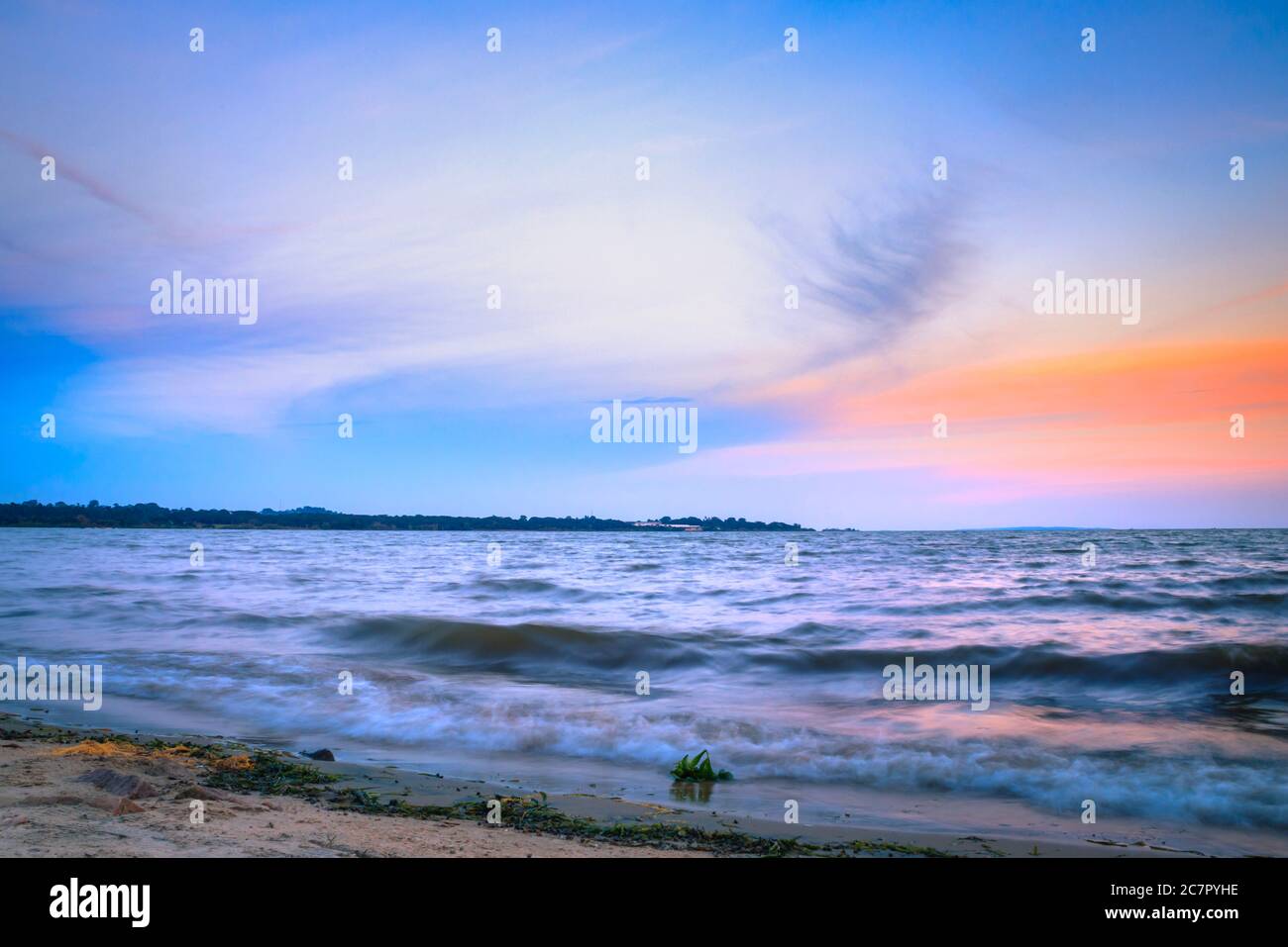 Sunset view of Lake Victoria Shoreline, Entebbe, Uganda, Africa Stock ...
