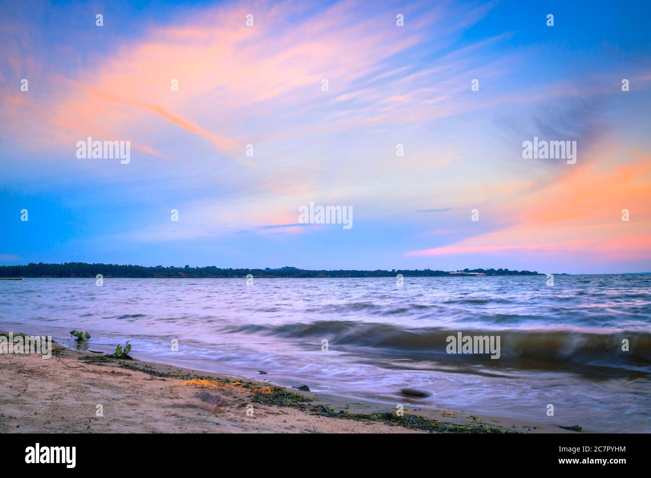 Sunset view of Lake Victoria Shoreline, Entebbe, Uganda, Africa Stock ...
