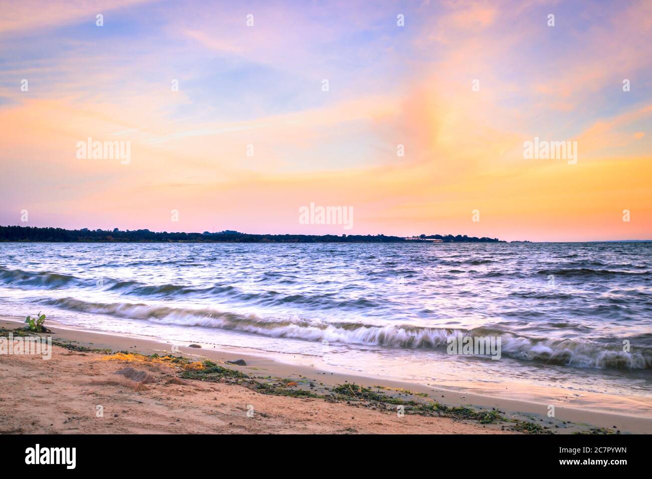 Sunset view of Lake Victoria Shoreline, Entebbe, Uganda, Africa Stock ...