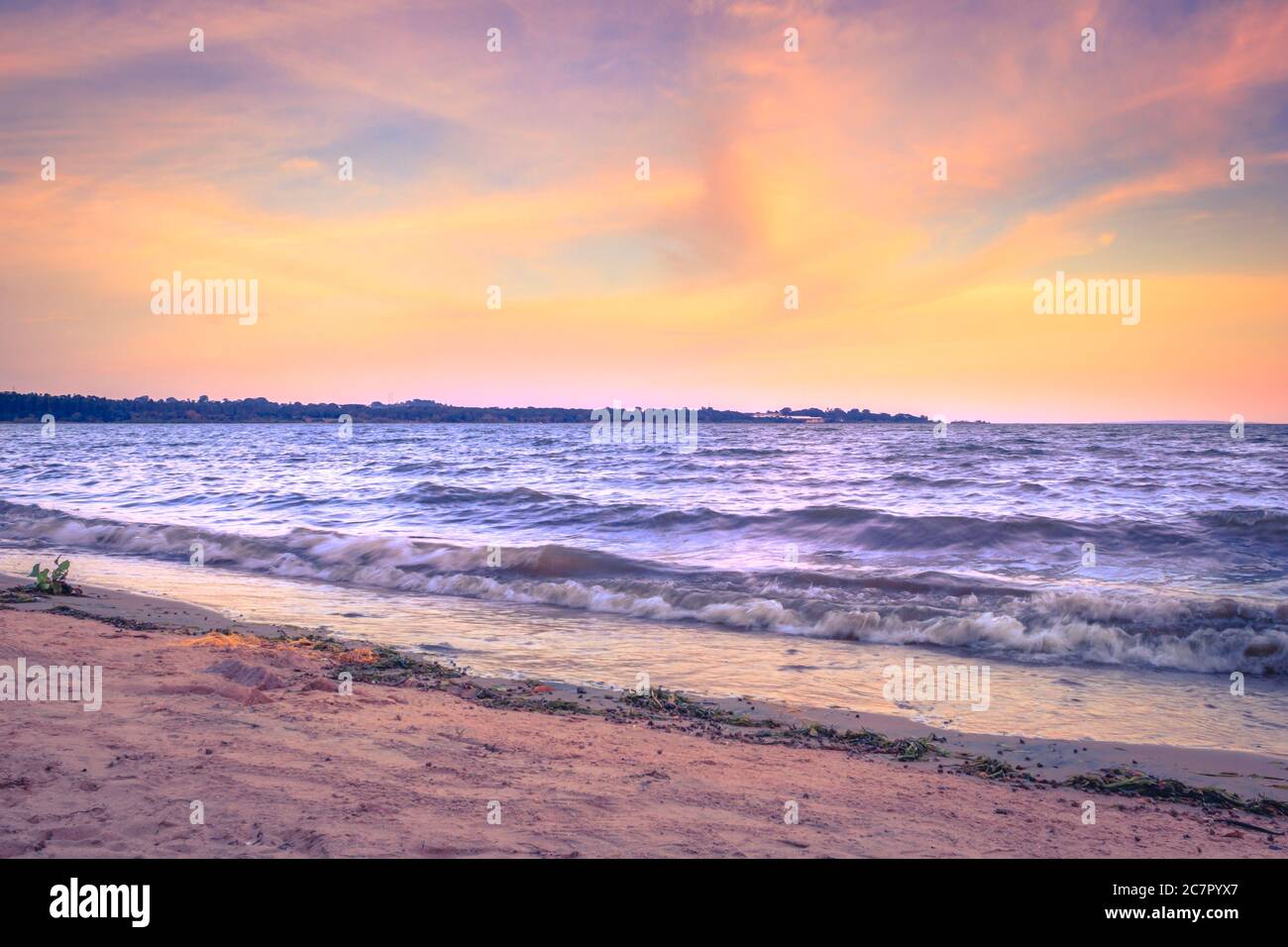 Sunset view of Lake Victoria Shoreline, Entebbe, Uganda, Africa Stock ...
