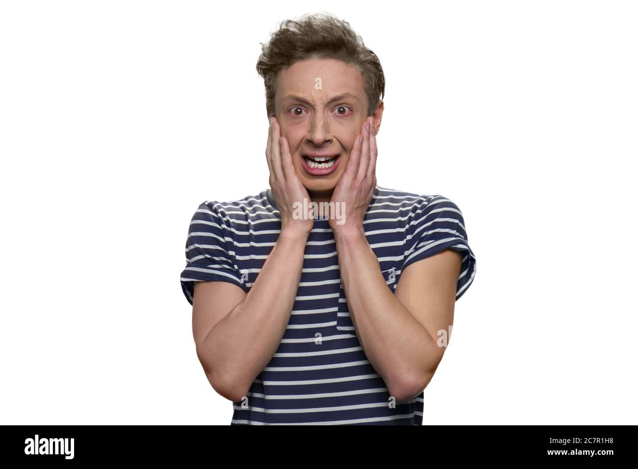 Portrait of teen boy having nervous breakdown Stock Photo - Alamy