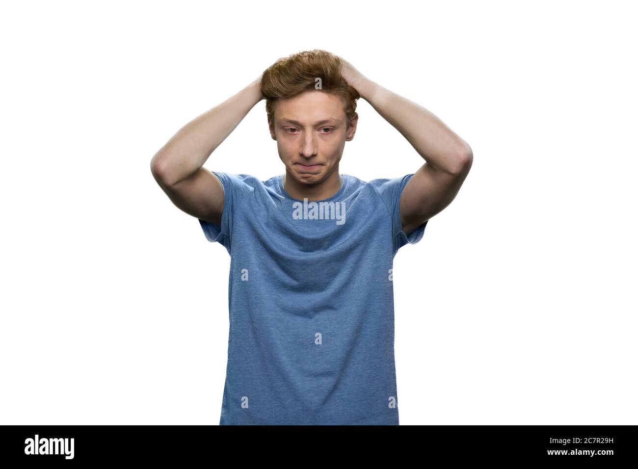 Portrait of teenage boy's feeling sadnass and regret Stock Photo - Alamy