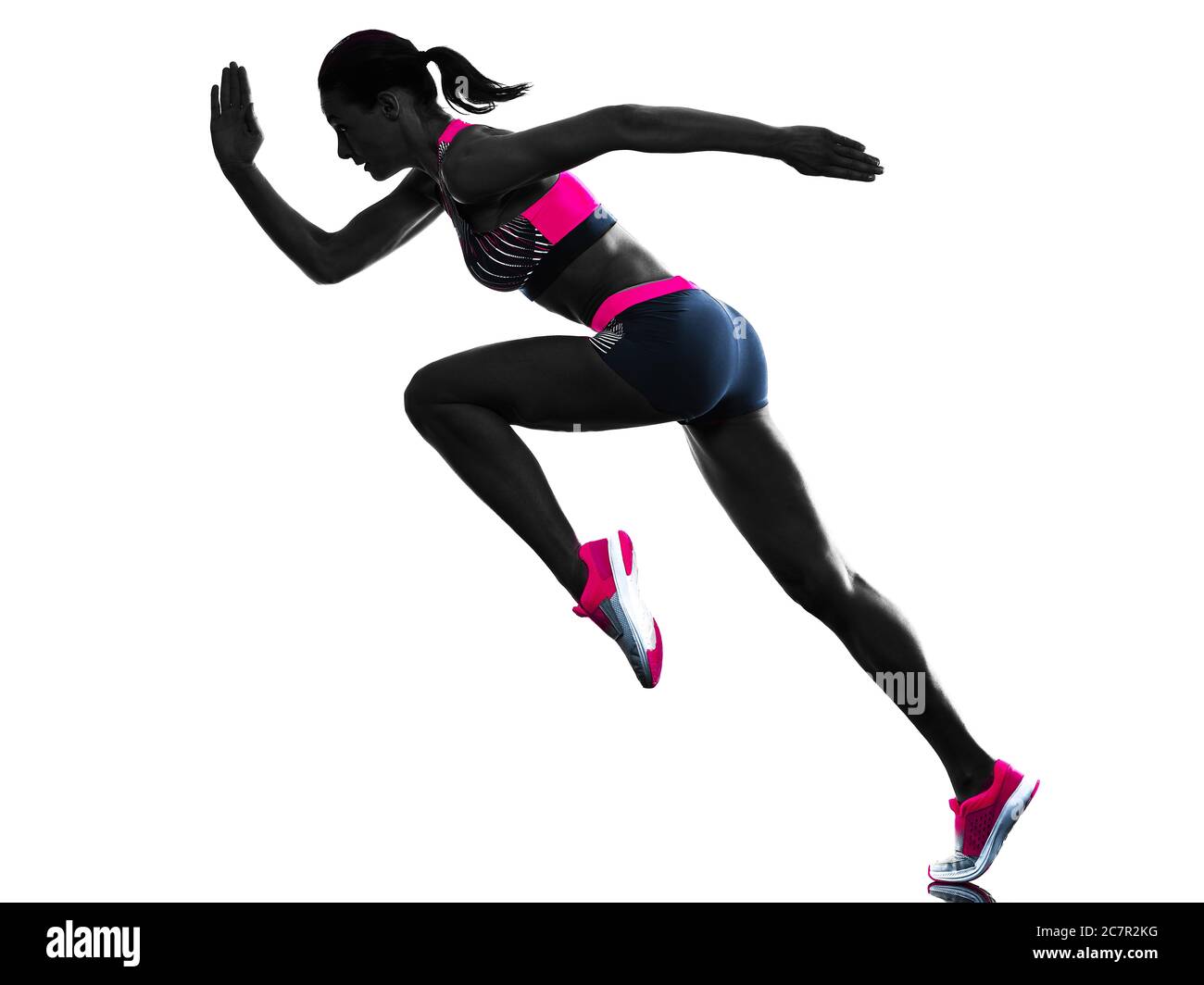 one young caucasian woman runner running jogger jogging athletics ...