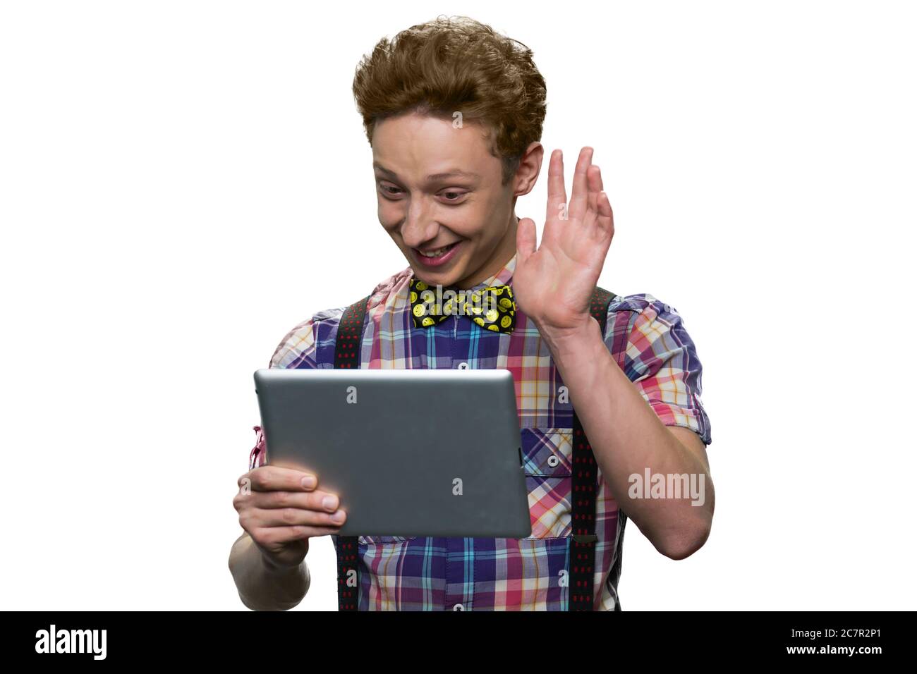 Hi boy hello waving hand hi-res stock photography and images - Alamy